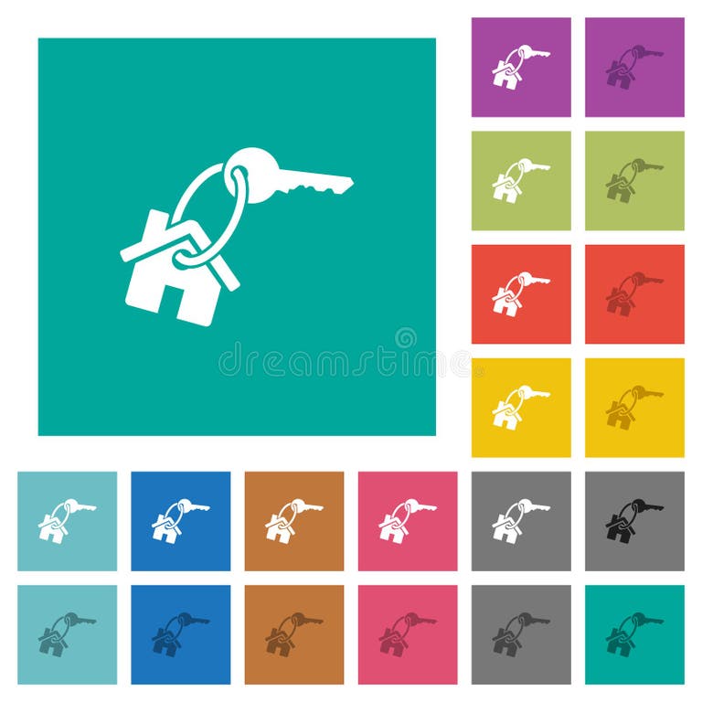House Key Square Flat Multi Colored Icons Stock Vector - Illustration ...