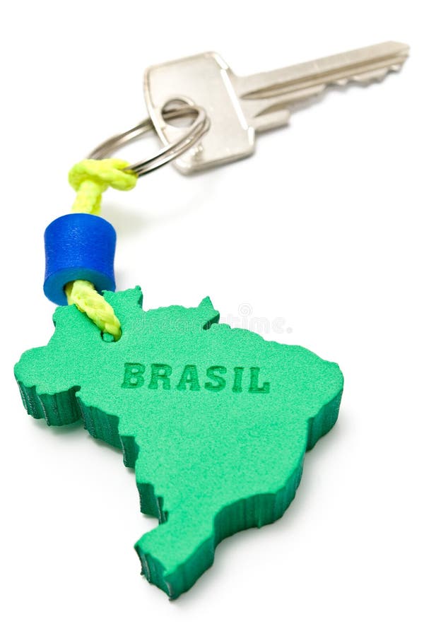 House Key with Tag in Form of Brazil Border Stock Image - Image of ...