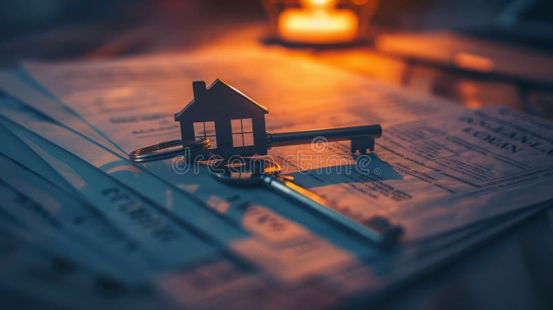 A House Key is on Top of a Stack of Papers Stock Illustration ...