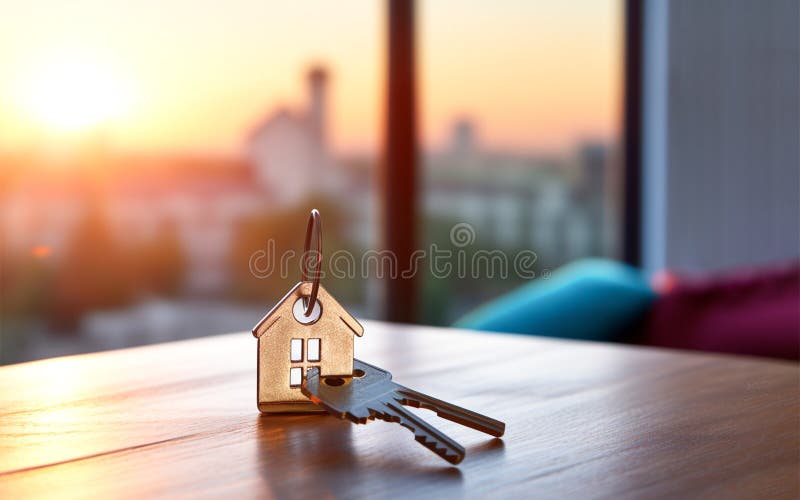House Key on Top of a Table Inside a House Stock Illustration ...