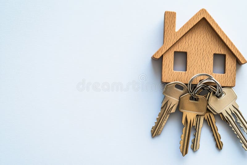 A House Keychain Attached To House Keys, Isolated on a White Background ...