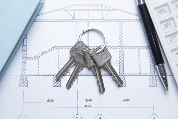 House Keys on Architectural Project Plan Stock Photo - Image of house ...