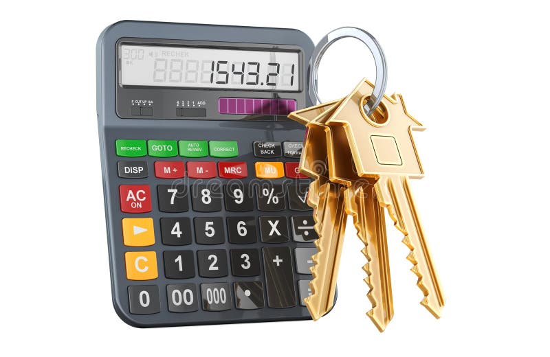 House Keys with Calculator, 3D Rendering Stock Illustration ...