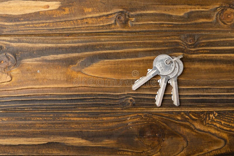 House Keys. Composition on Brown Texture Wood. Design Element Stock ...