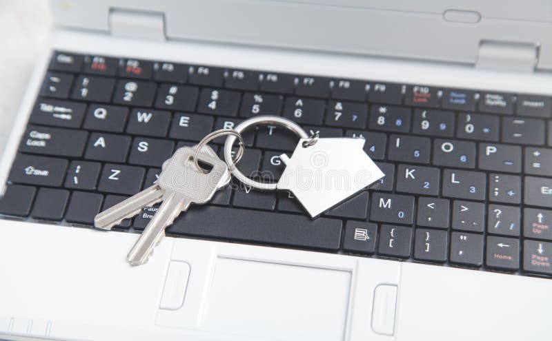 House Keys on the Computer Keyboard Stock Photo - Image of search ...