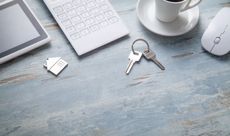 Keys on Desk Next To Computer Stock Image - Image of coffee, automobile ...