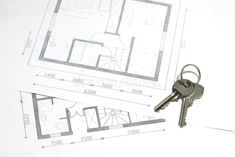 House Keys on Housing Floor Plans Close-up Stock Image - Image of ...