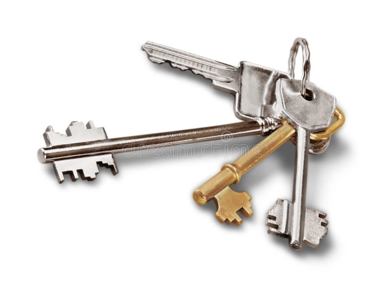 Key To a New Home Concept - House Keys with Trinket House Isolated on ...