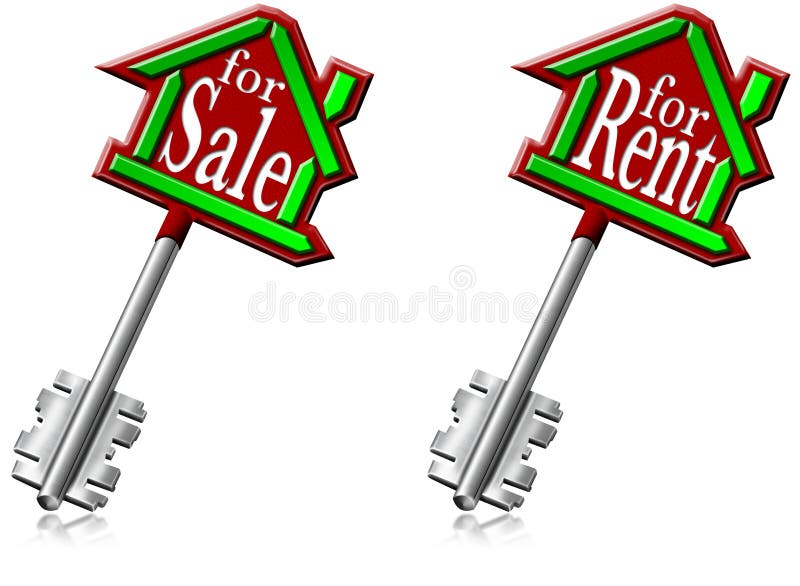 House Keys for Sale and for Rent Stock Illustration - Illustration of ...