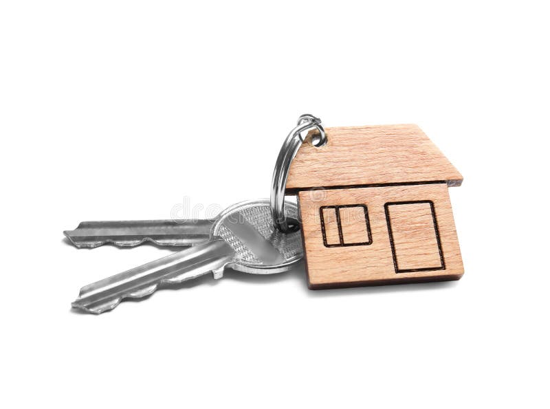 House Keys with Trinket on White Stock Image - Image of mortgage ...