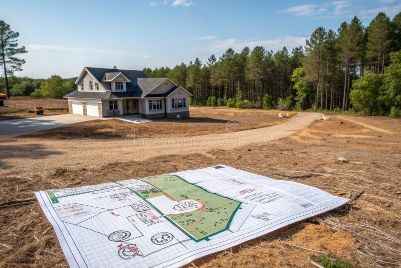 House on Land Map for Construction Plot Stock Illustration ...