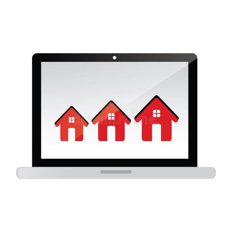 House on Laptop. Vector Illustration Decorative Design Stock Vector ...