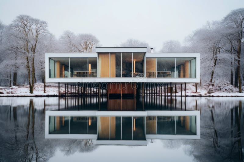 House with Large Body of Water in Front of it. Generative AI Stock ...