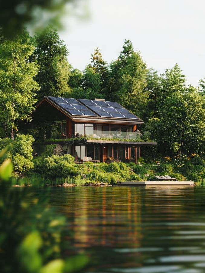 House Large Deck Solar Panel Roof Stock Photos - Free & Royalty-Free ...