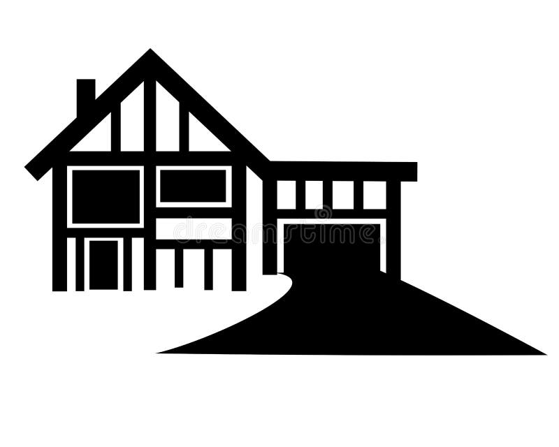 House with Large Driveway stock vector. Illustration of house - 94569840