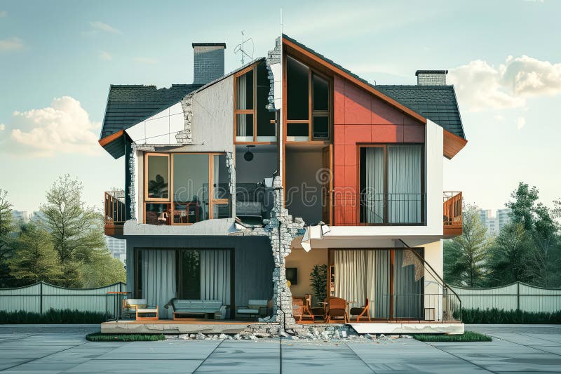 House with a Large Hole in the Middle of it Stock Photo - Image of ...