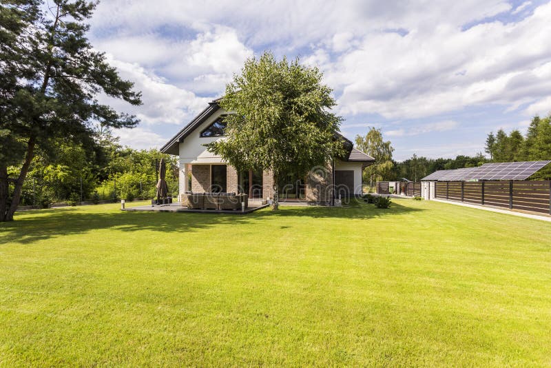 House with a Large Lawn Idea Stock Image - Image of luxury ...