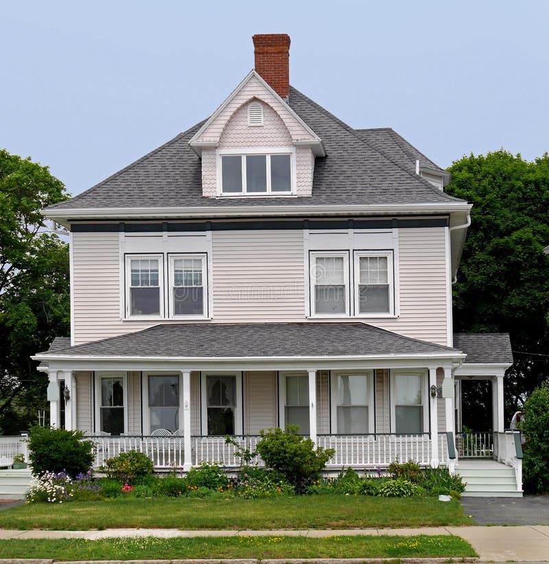 House with large porch stock photo. Image of colonial - 57003622