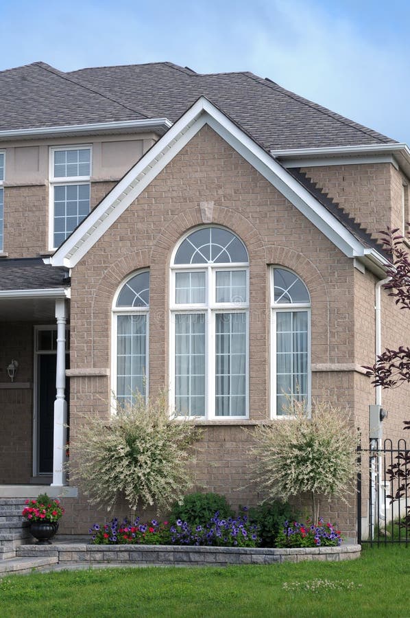House with a bay window stock photo. Image of home, flowers - 14018414