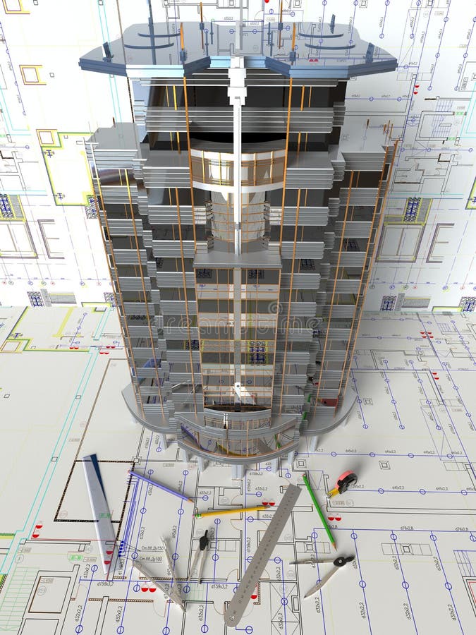 House Layout and Architectural Drawings Stock Illustration ...