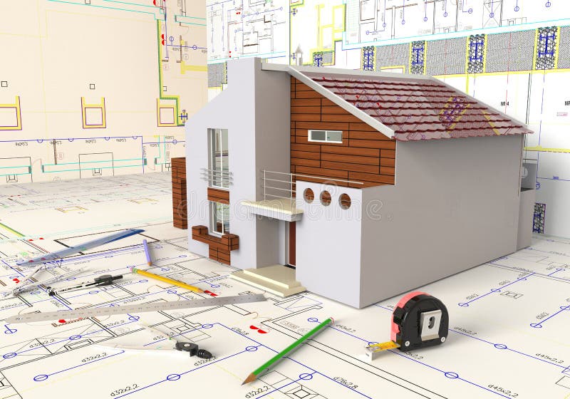 House Layout and Architectural Drawings Stock Illustration ...