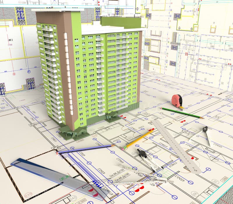 House Layout and Architectural Drawings Stock Photo - Image of house ...