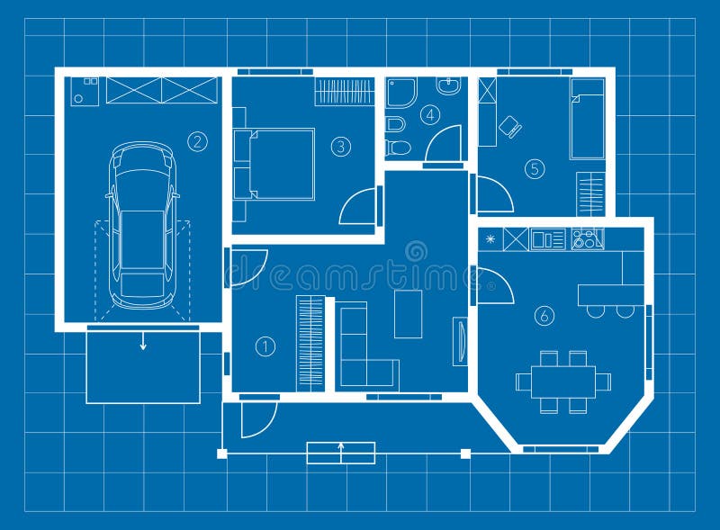 House Layout Blueprint Vector Apartment Design Project Stock Vector ...