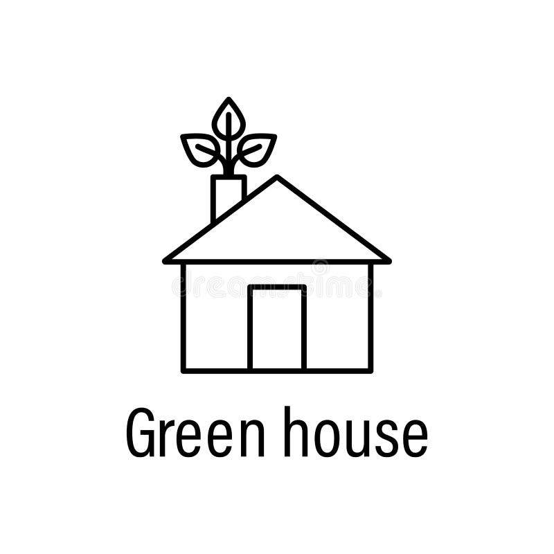 House, Leave Outline Icon with Name Stock Illustration - Illustration ...