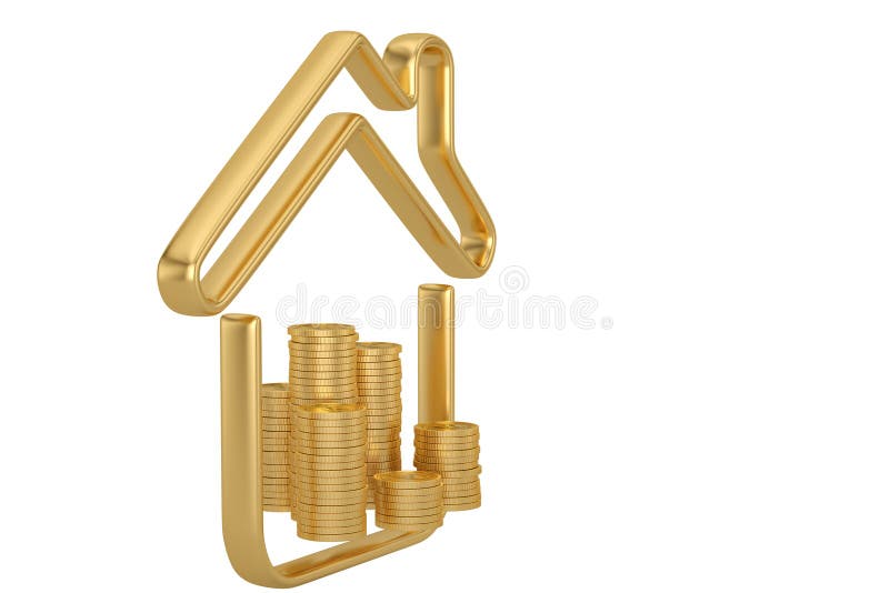 3d Gold Line House Symbol Stock Illustrations – 313 3d Gold Line House ...