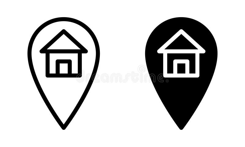 House Location Icon with Outline and Glyph Style. Stock Vector ...