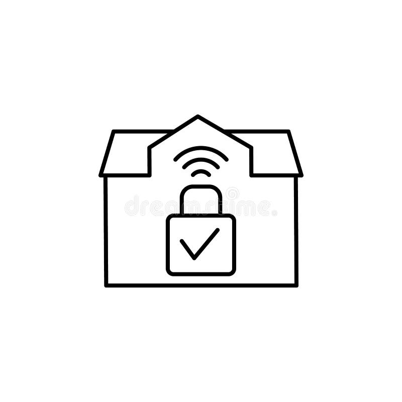 Lock and Check Mark Icon Vector in Circle Line. Padlock and Checkmark ...