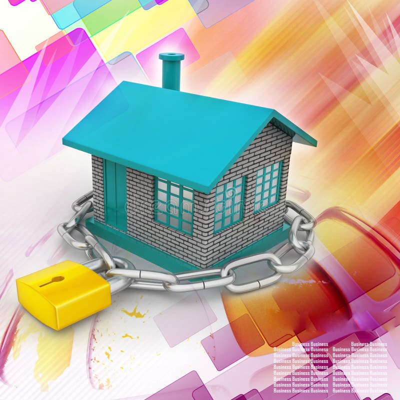 House Locked in Chain and Padlock Stock Illustration - Illustration of ...