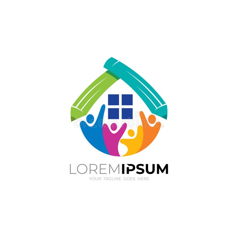 House Logo with Student Design Combination, Colorful Style Stock Vector ...