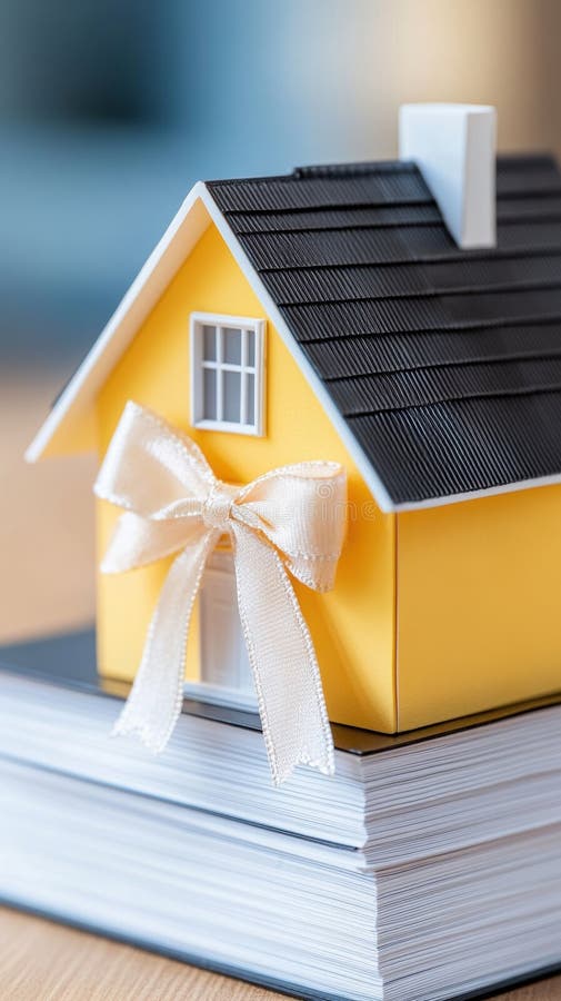 A House Made of Books with a Bow on Top, AI Stock Image - Image of book ...