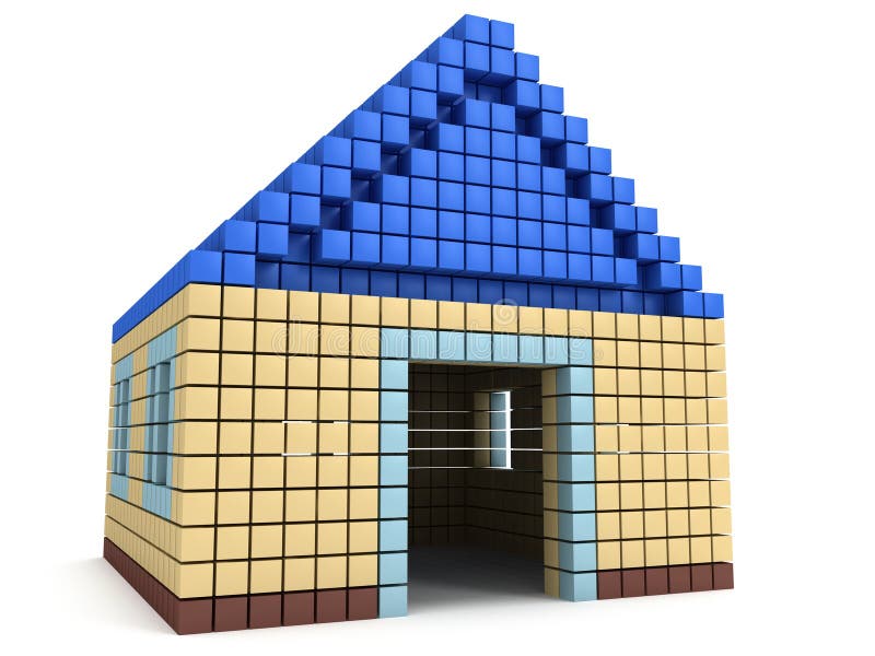 House made by cube blocks stock illustration. Illustration of ...