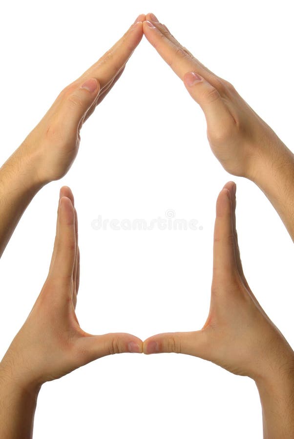 Hands of the Man Made a Home Shape Stock Image - Image of sign, life ...