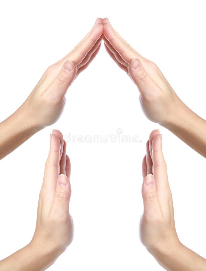 Hands of the Man Made a Home Shape Stock Image - Image of sign, life ...