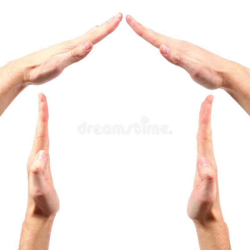 Hands of the Man Made a Home Shape Stock Image - Image of sign, life ...