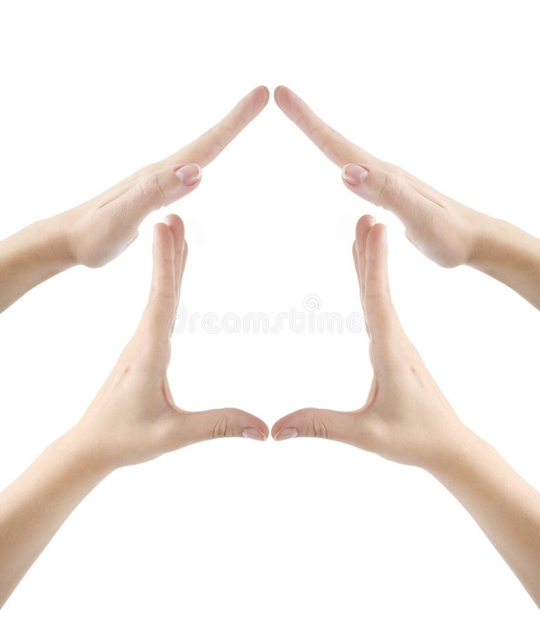 House Made of Hands Isolated on White Stock Photo - Image of building ...