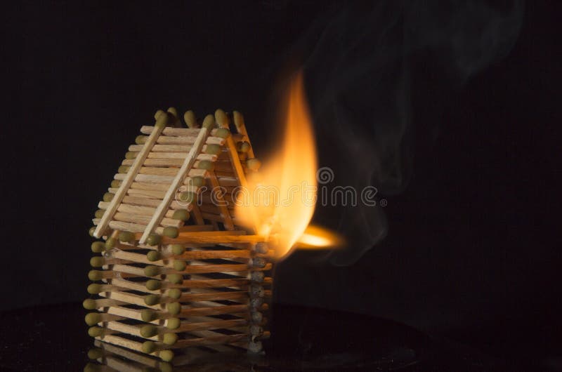 House Made of Matches is Set on Fire Stock Photo - Image of house, burn ...