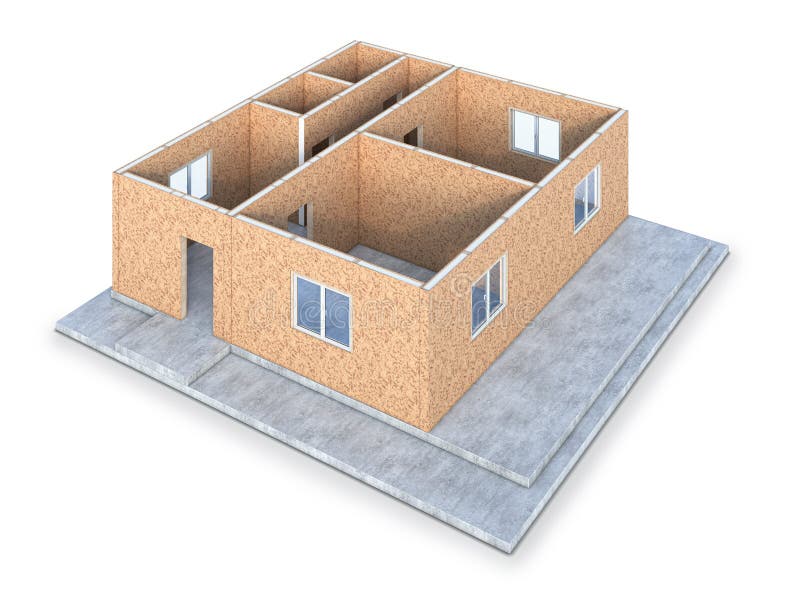 House Made of SIP Panels. 3d Illustration Stock Illustration ...