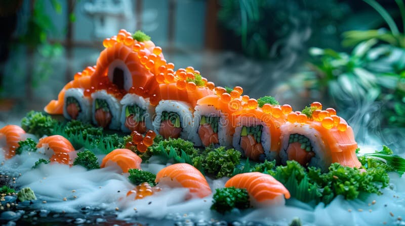 House Made of Sushi, Surreal Fantasy Art Stock Illustration ...