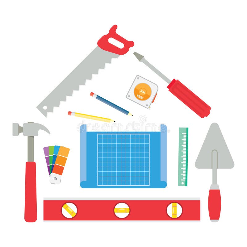 House made of tools stock vector. Illustration of renovations - 83932584