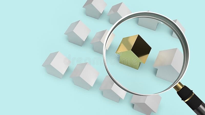 House and Magnifying Glass for Property Concept 3d Rendering Stock ...
