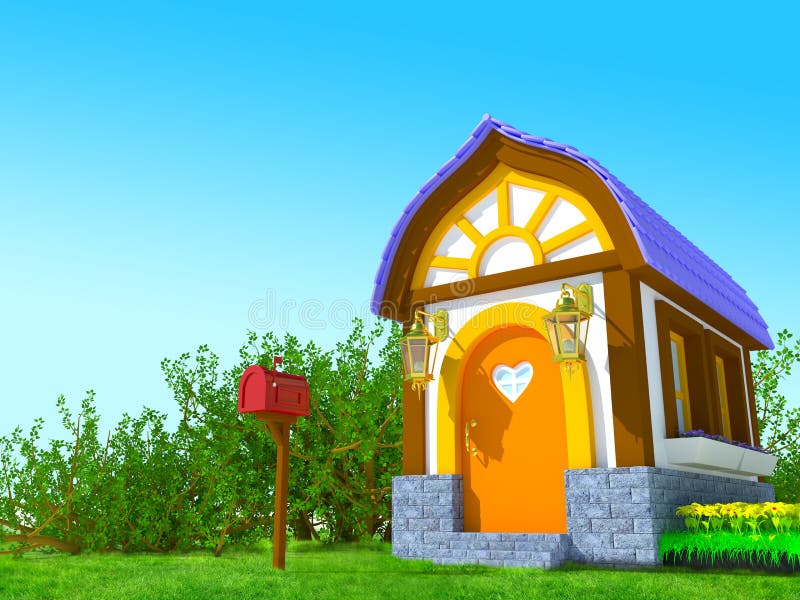 House with a mailbox stock illustration. Illustration of nature - 45946839