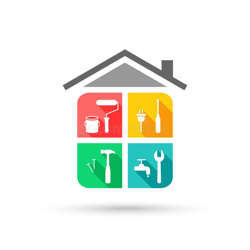 House Maintenance Logo Concept with Tools Stock Vector - Illustration ...