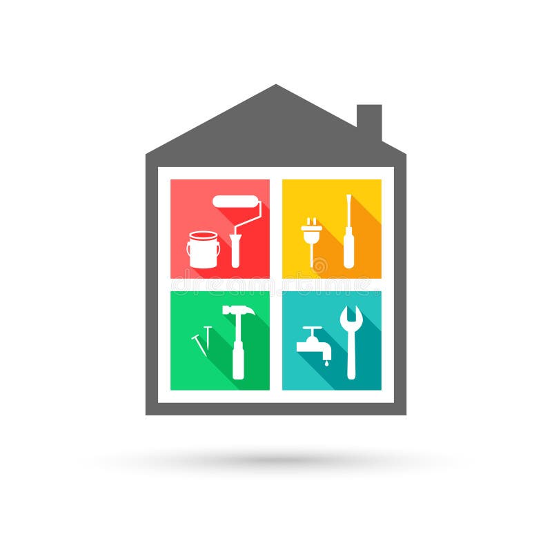 House Maintenance Logo with Different Work Tools Stock Vector ...