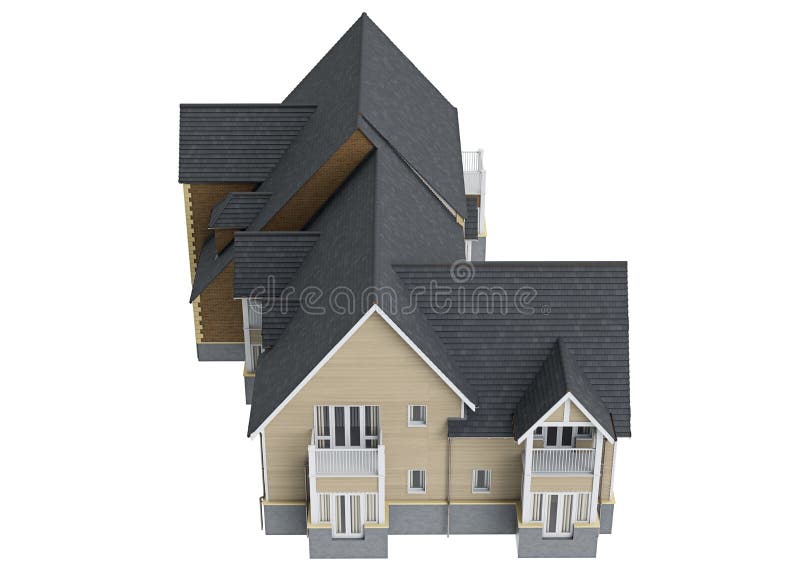 House Mansion with Tile Roof, Top View Stock Illustration ...