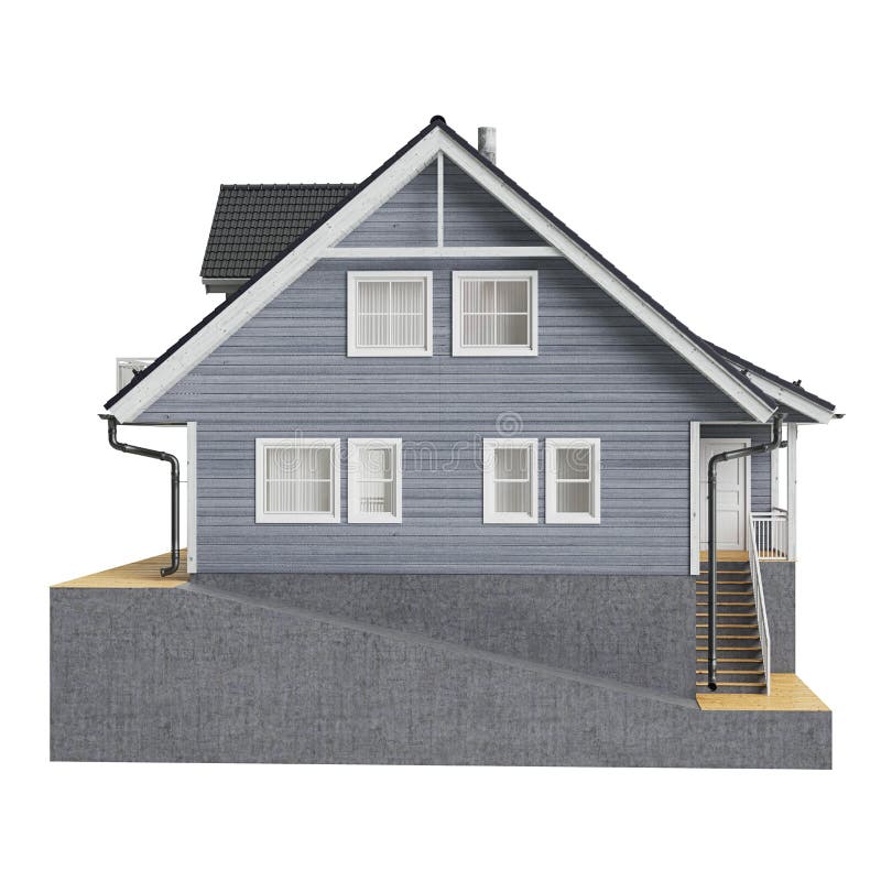 House Mansion Wooden Facade, Front View Stock Illustration ...