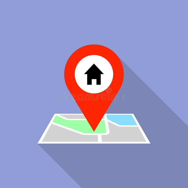 House Map Pin Icon, Flat Style Stock Vector - Illustration of city ...